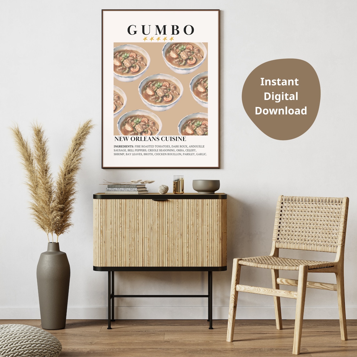 5 Star Gumbo Soup Wall Art - New Orleans Cajun Creole Kitchen Food ...
