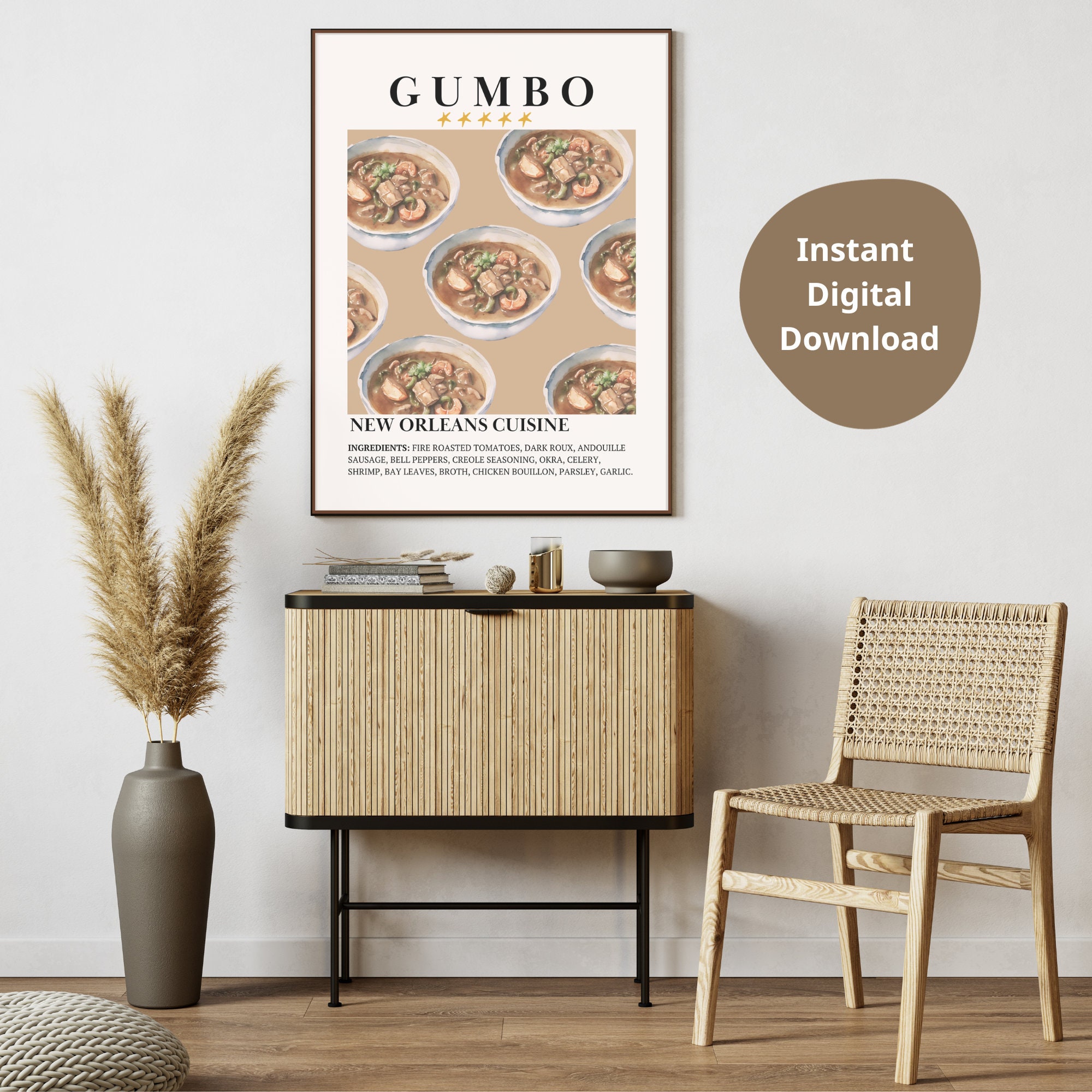5 Star Gumbo Soup Wall Art - New Orleans Cajun Creole Kitchen Food ...