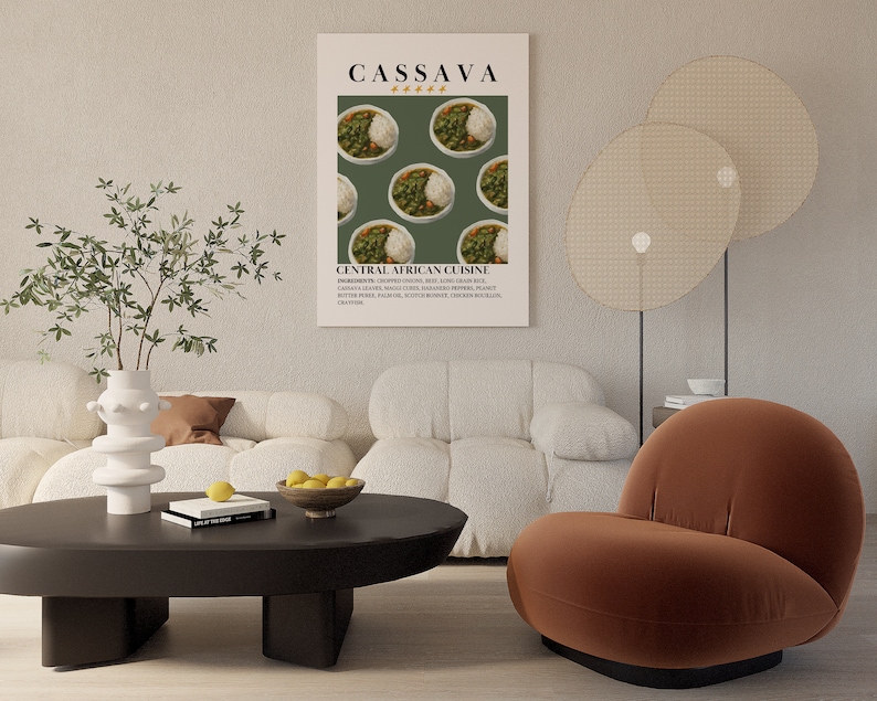 Cassava Leaves Rice Stew Wall Art | Printable Minimalist Congolese Food ...