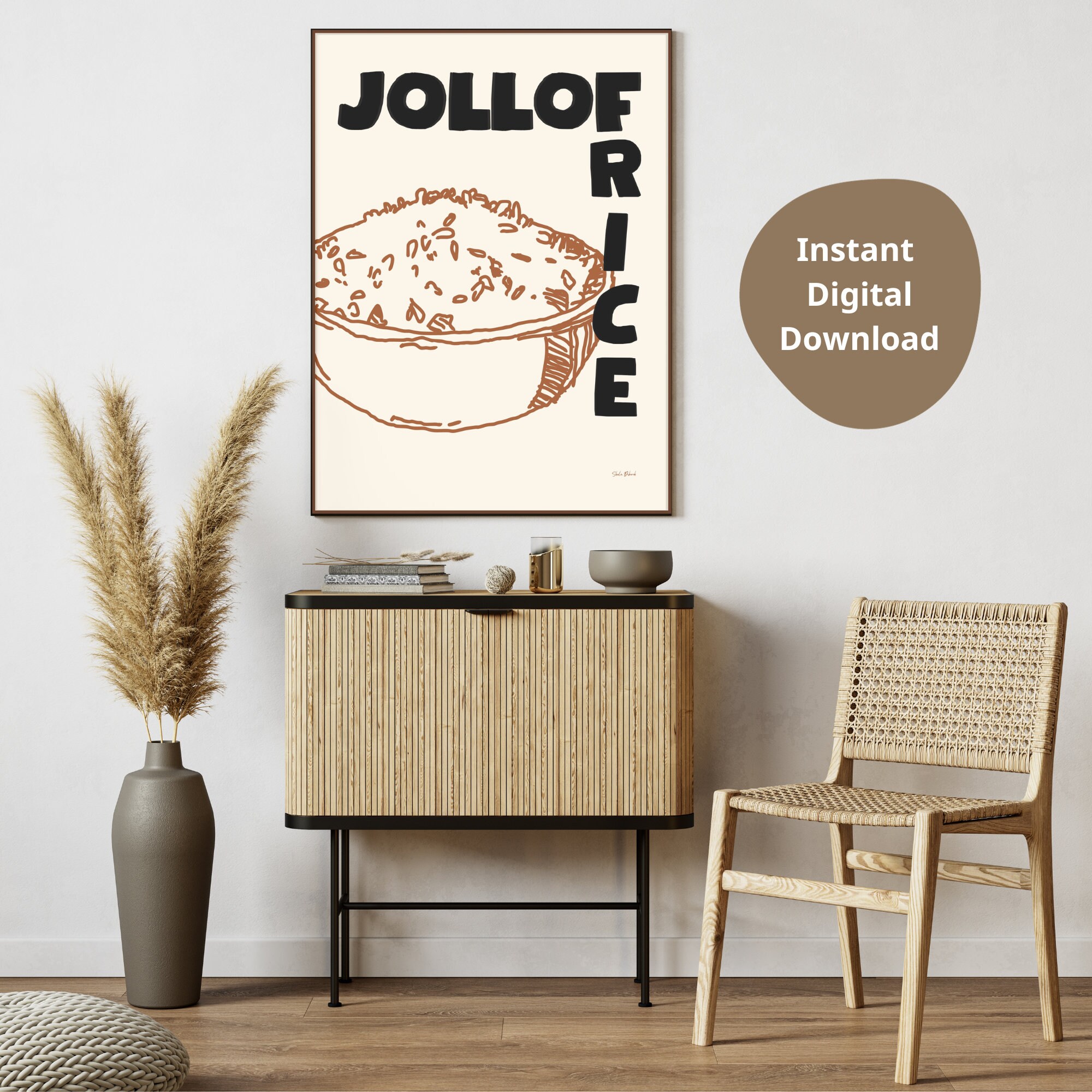 Jollof Rice Artwork Illustration Wall Art - West African Food Art ...