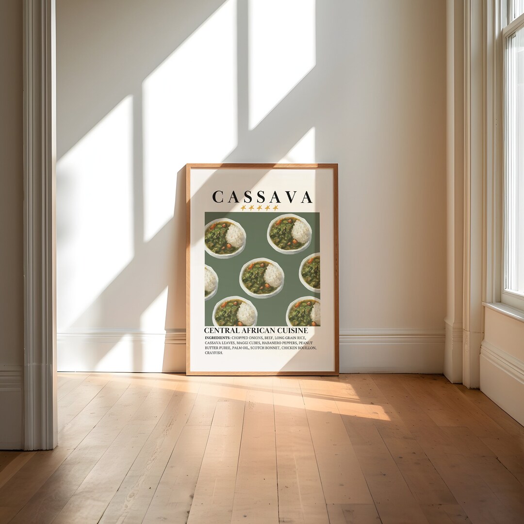 Cassava Leaves Rice Stew Wall Art Printable Minimalist Congolese Food ...