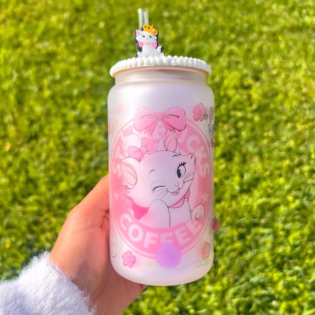 Marie Kitty Cup | Cute Glass Cup | Marie Aristocats Cup | Frosted Glass ...