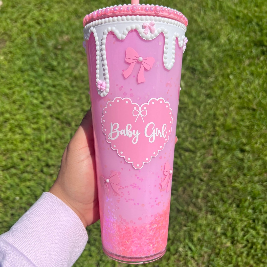 Personalized Snowglobe Cup | Coquette Bows Cup | Pink Snowglobe Cup ...