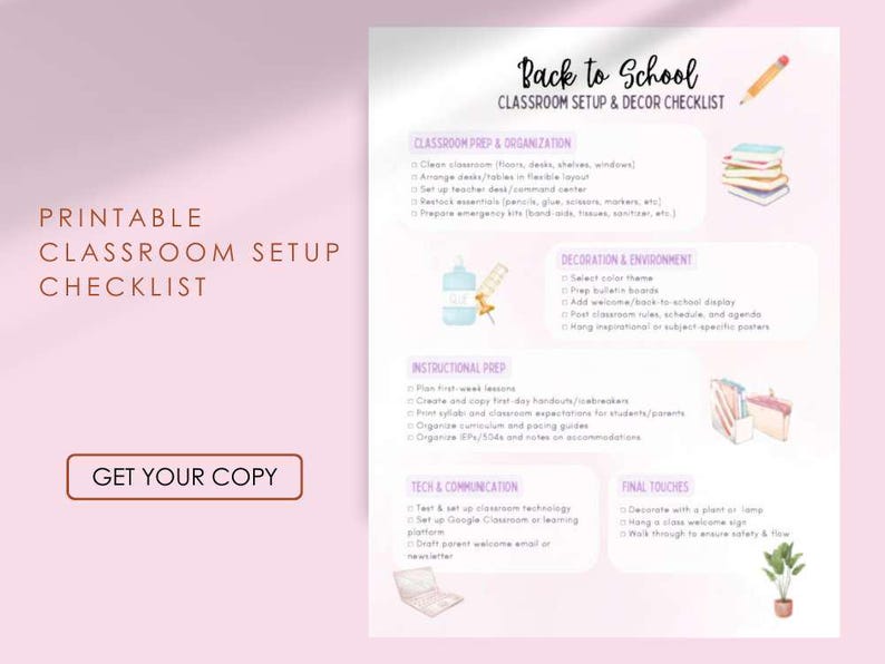 Classroom Setup Checklist | Back to School Teacher Printable - Etsy