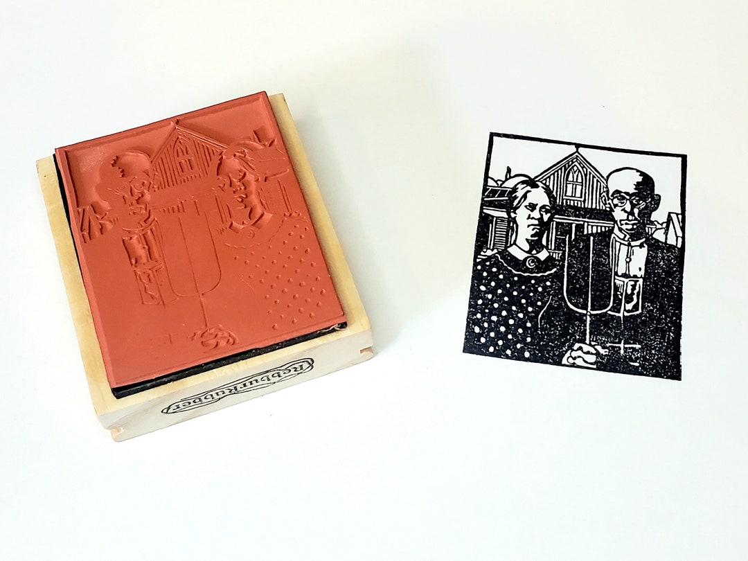 American Gothic Rubber Stamp - Etsy