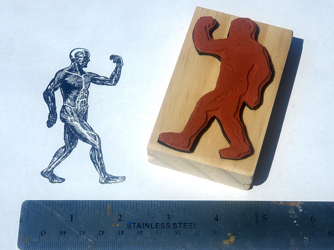 Muscle Man Rubber Stamp - Etsy