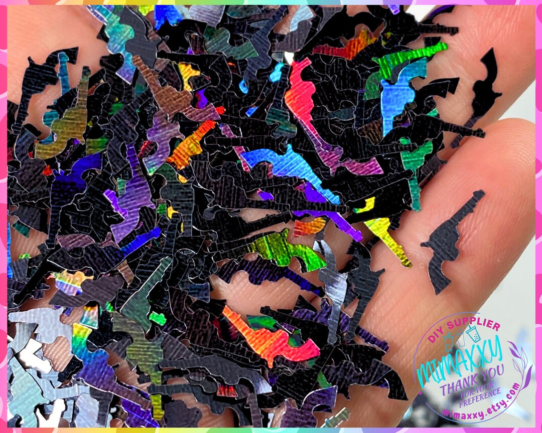 12mm Holographic Gun, Revolver,pistol, Shaped Glitter, Chunky Glitter ...