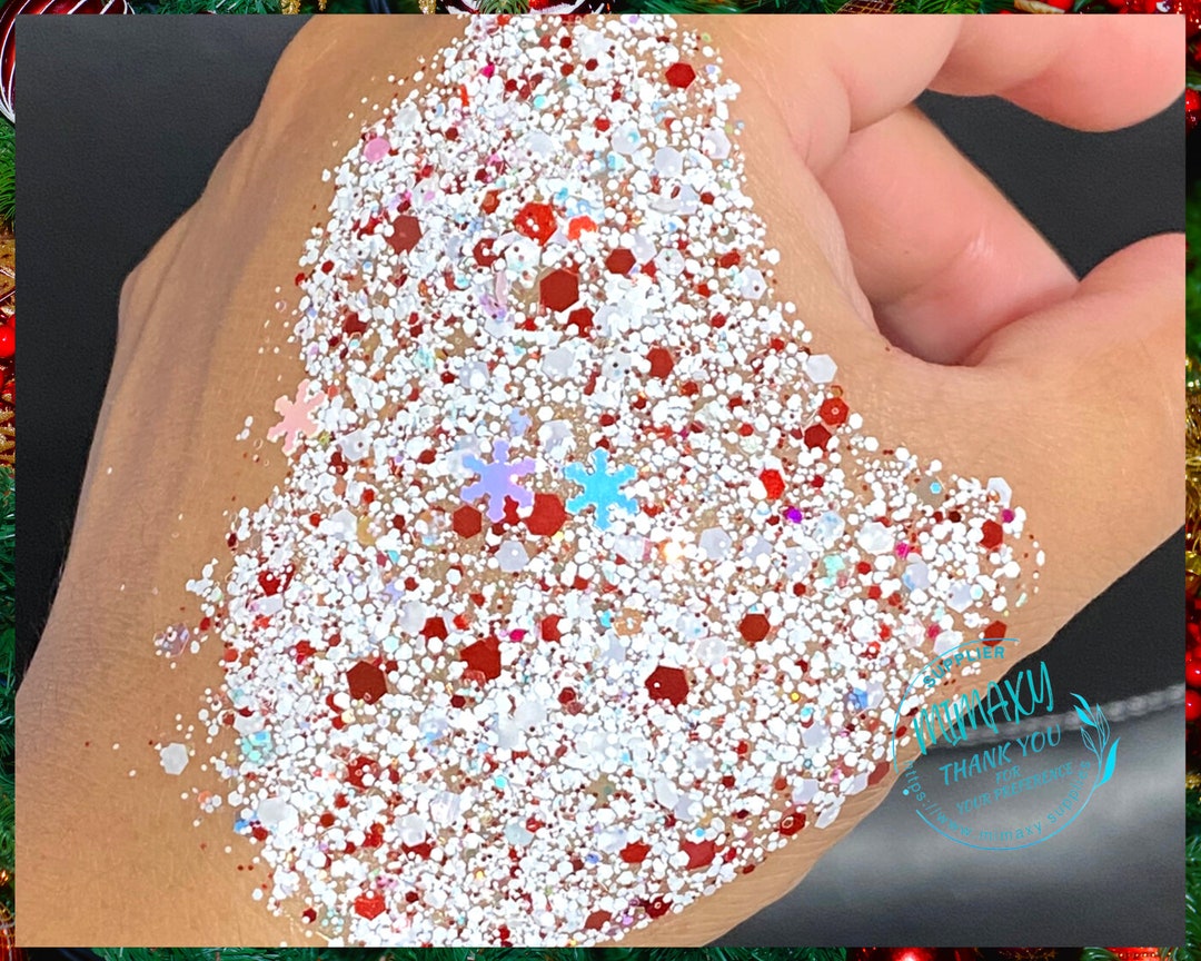 MERRY CHRISTMAS Red ,CHUNKY Glitter Mix, Shape Gliiter, Cosmetic ...