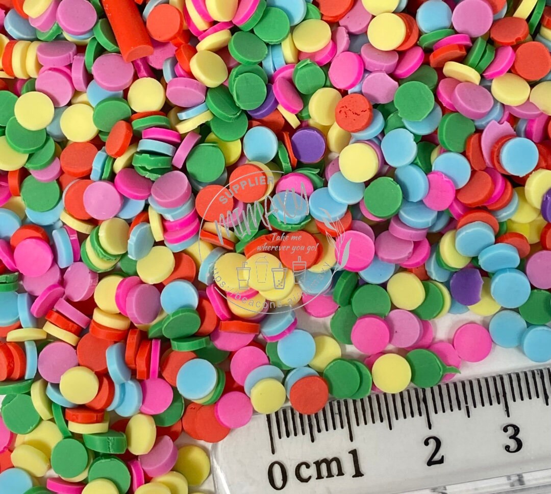 5mm Rainbow Confetti Cake Dots Round / Polymer Clay Slices / - Etsy