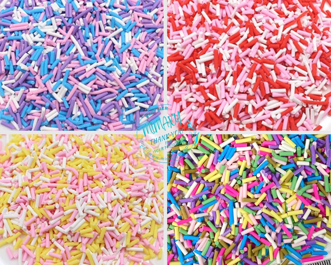 Rainbow Long Polymer Clay Fake Sprinkles / Love/ Fimo, Deco Topping ...