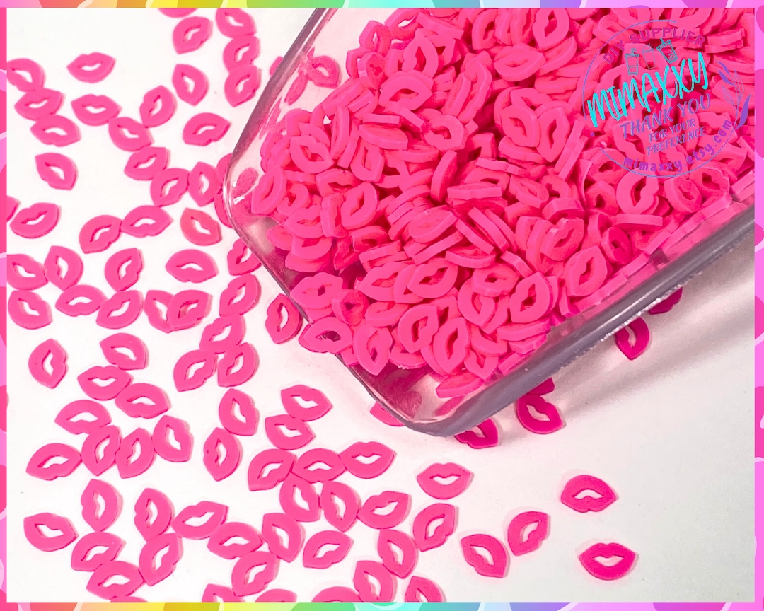5mm Hot Pink Kisses Lips Tangerine Polymer Clay Slices Resin Art Nail Art Snow Globe