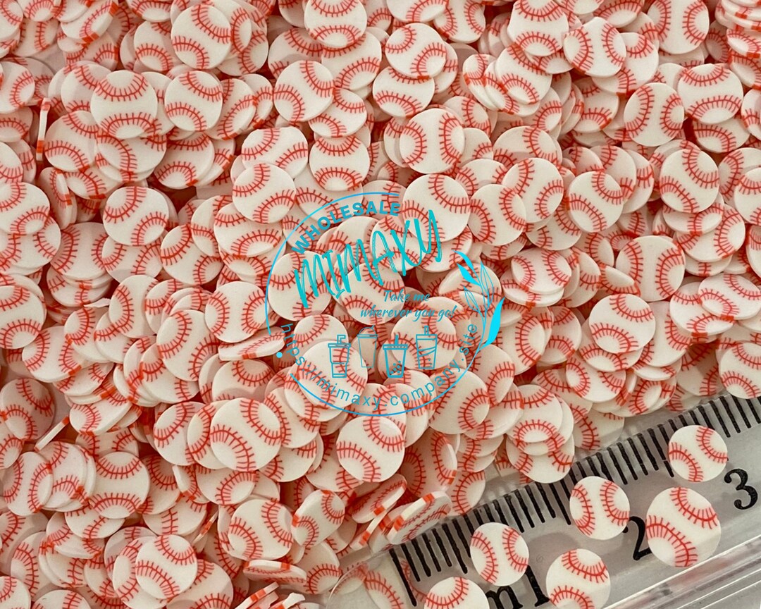 5mm BASEBALL/ Ball/ Sport/sprinkle/ Slime Polymer Clay Slice Slices ...