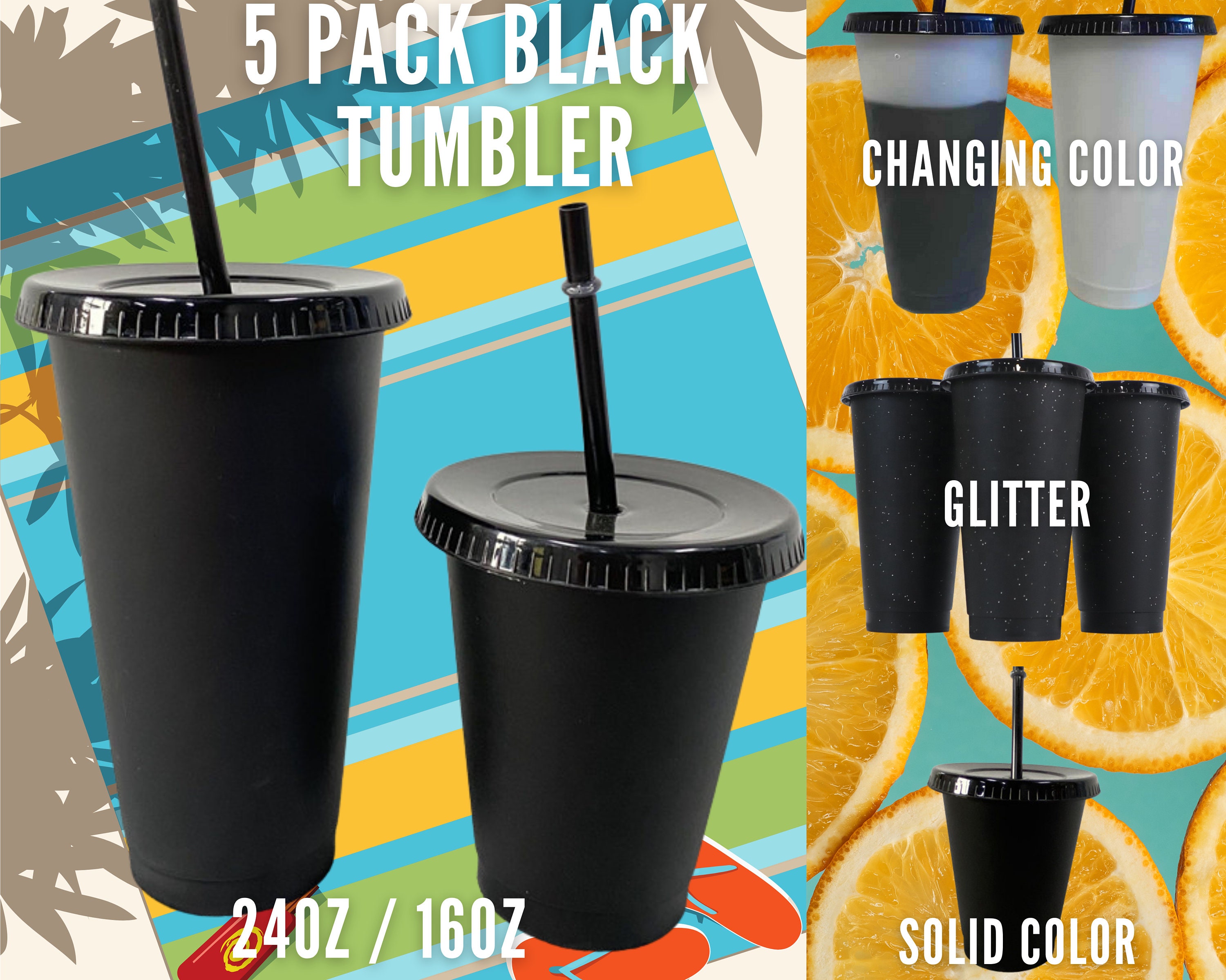 24oz 16oz Black Matte Cold Cups / Blanks / Glitter / Cold - Etsy