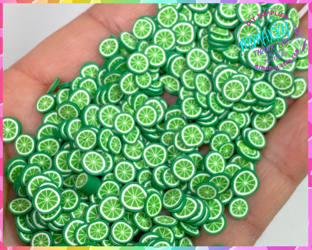 5mm Lemon, Limes & Orange Fruit Sprinkle Slime Polymer Clay Slice ...