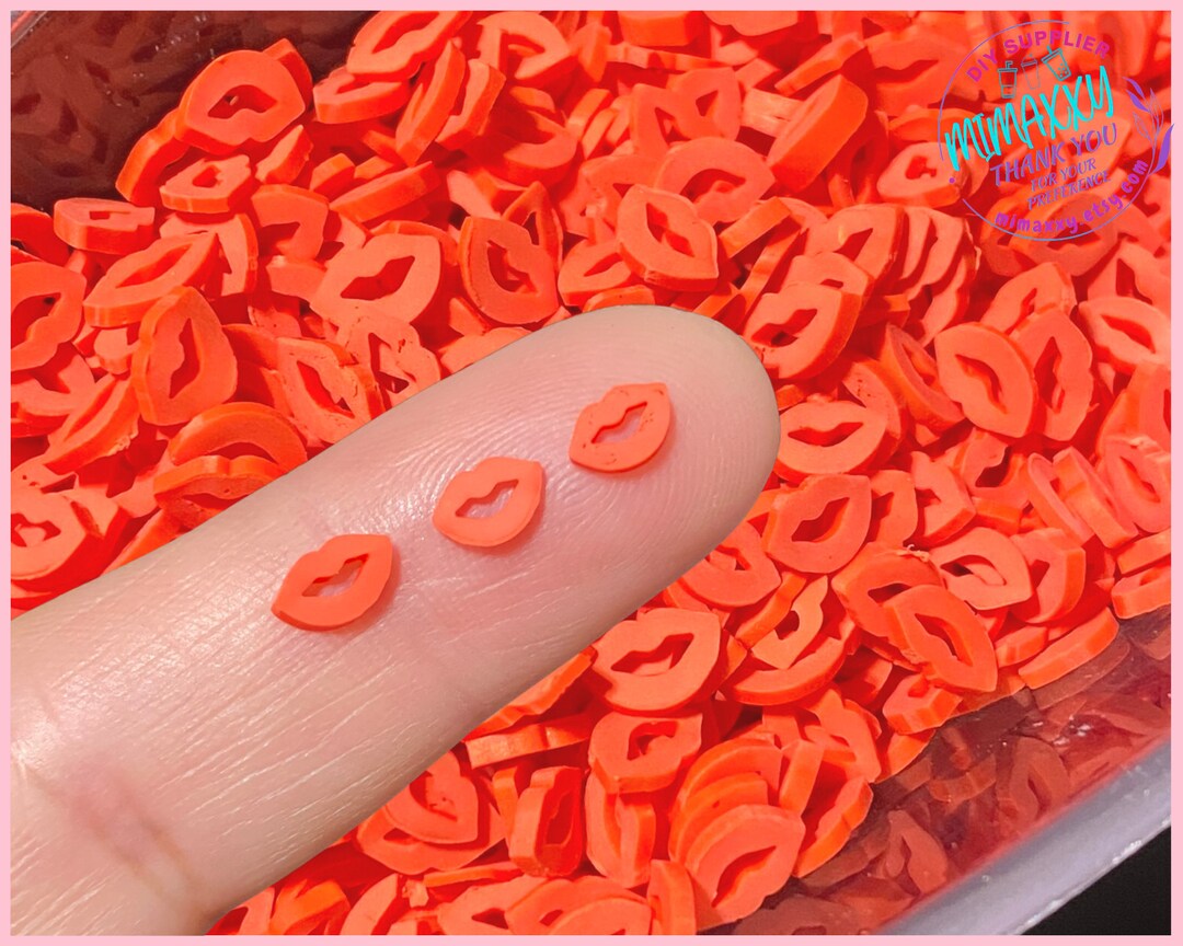 5mm RED KISS, Lips, Tangerine Polymer Clay Slices /resin Art /nail Art ...