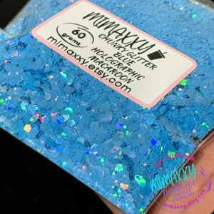 BLUE HOLOGRAPHIC MACAROON, Shaped Glitter, Chunky Glitter Mix, Cosmetic ...