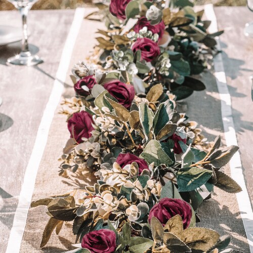 Floral Eucalyptus Garland Table Runner Flowers Wedding - Etsy