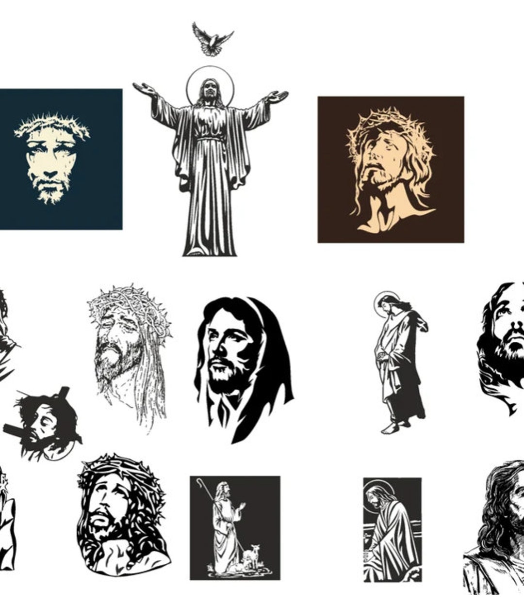 Jesus Christ SVG Bundle: Silhouette Vector Designs (digital Download ...