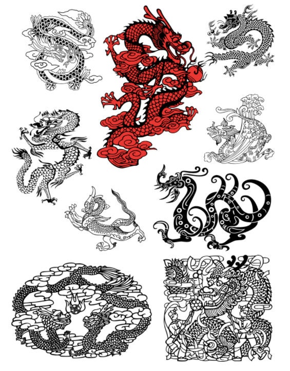 Dragon SVG Bundle, Dragon Vector, Dragon Clipart, Chinese Dragon Svg ...