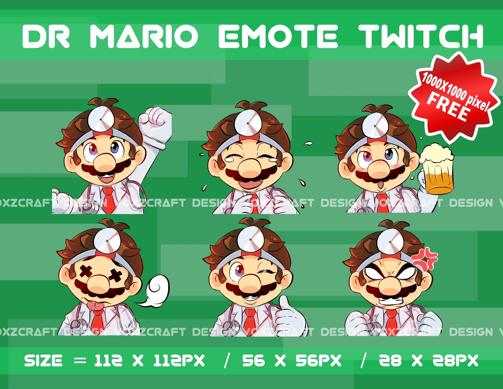 Dr. Mario Super Mario Twitch Emotes Pack, Super Mario Twitch Emotes ...