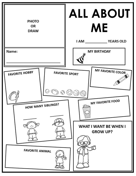 All About Me Printable Worksheets