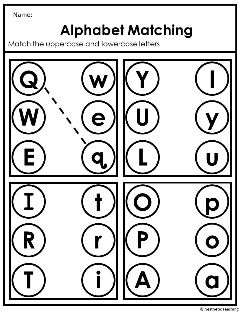 Alphabet Matching Worksheets, Uppercase and Lowercase Learning ...