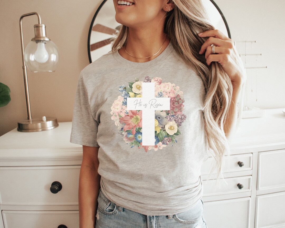 He is Risen Floral Christian Easter T-shirt Christian Easter - Etsy