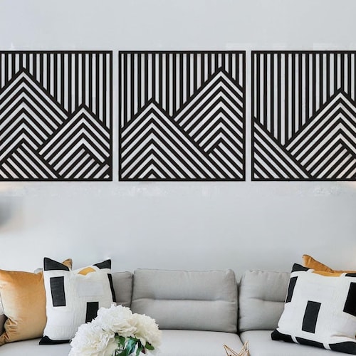 Geometric Wood Wall Art Panel Geometric Wood Wall Set of 2 - Etsy