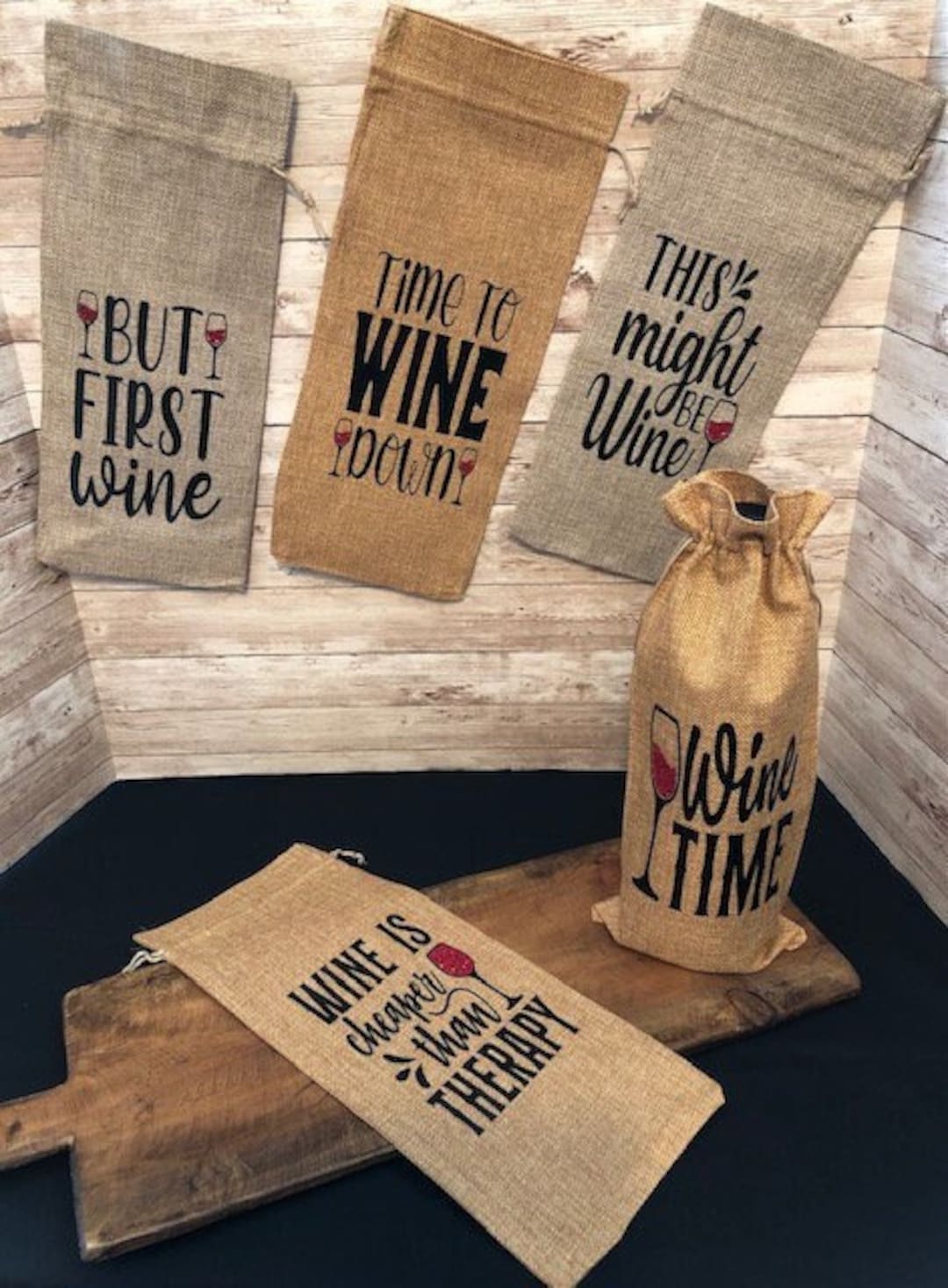 Personalized Wine Bags/ Canvas Bag/ Bridesmaid Gift/ Housewarming Gift ...