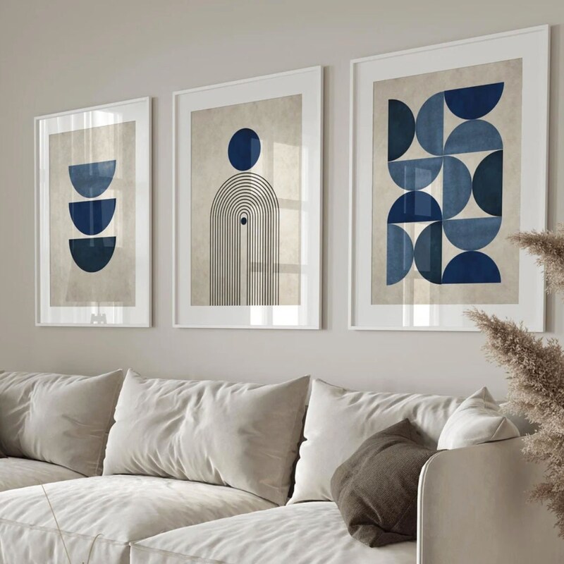Blue Geometric Art - Etsy