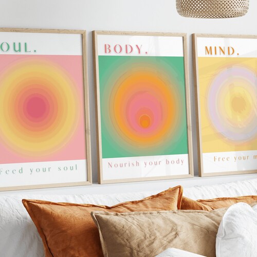 Positive Aura Posters Set of 3 Spiritual Poster Grainy - Etsy