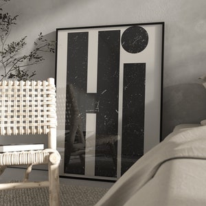 Digital Download/ Retro Style Black and Beige Quote 'hi'/ Textured ...