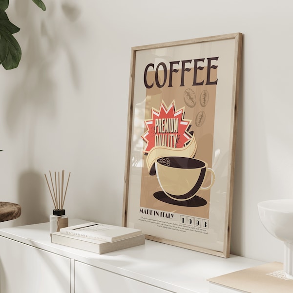 Retro Coffee Print - Etsy