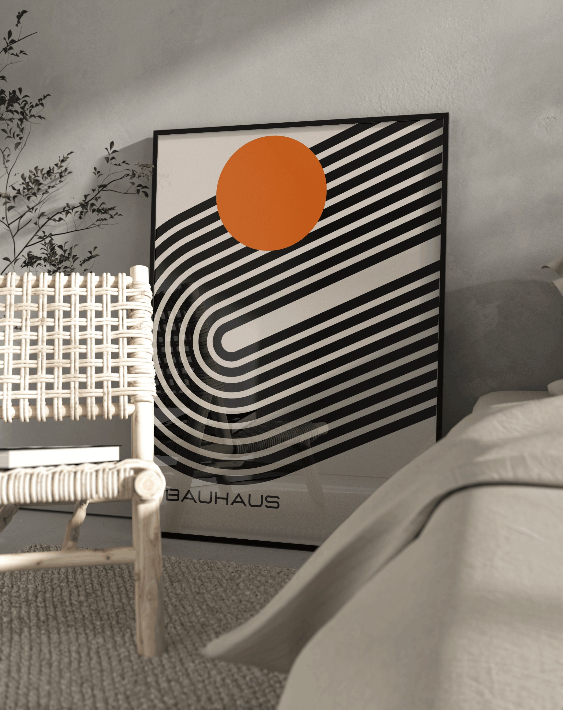 Bauhaus 1919 wall art print in bright orange — Go Poster Store