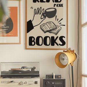 Modern Quote Poster for Books Lover 'read Books'/ Black and Beige or ...