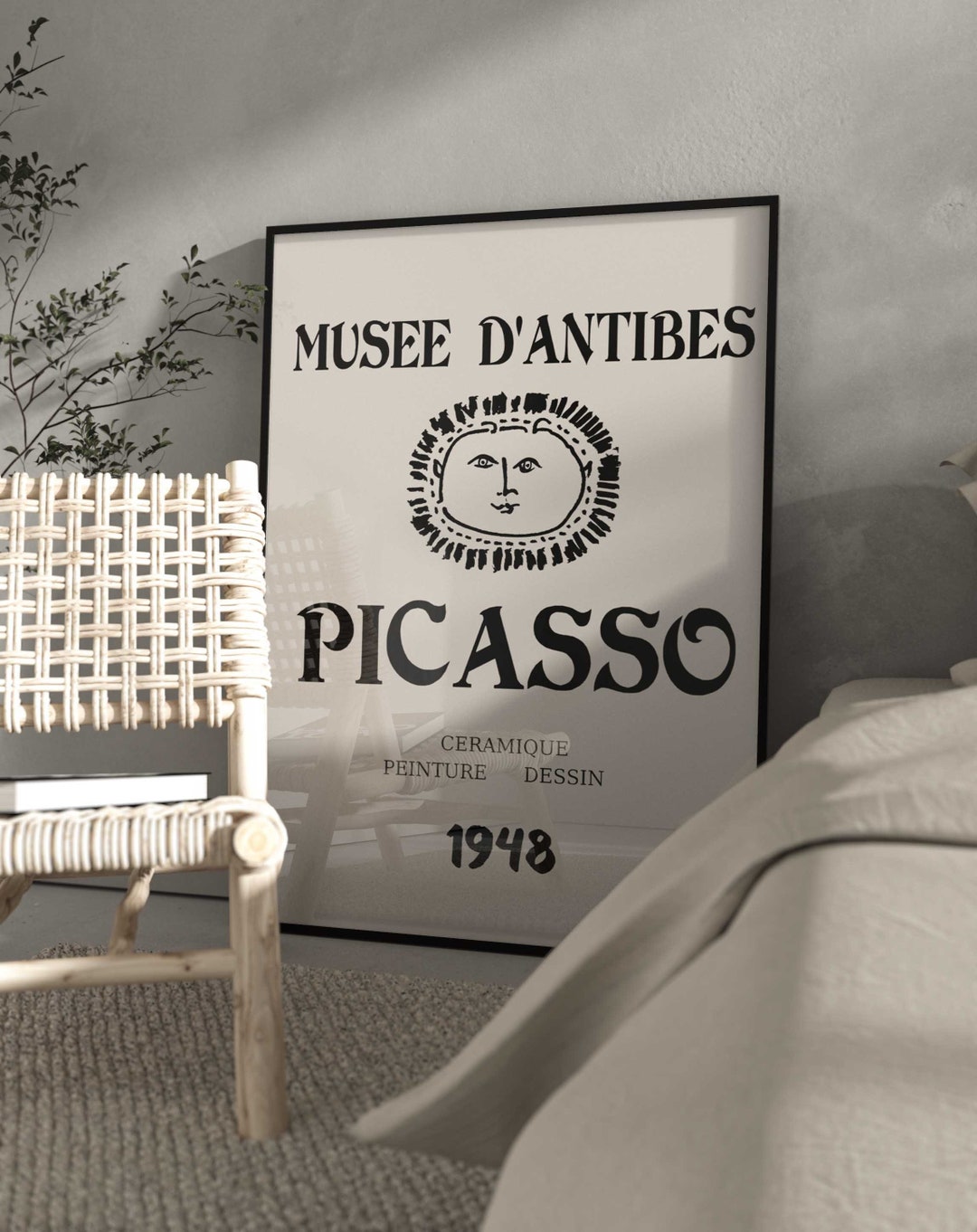 Pablo Picasso/ Beige and Black Wall Art Design/ Picasso Sun in - Etsy UK