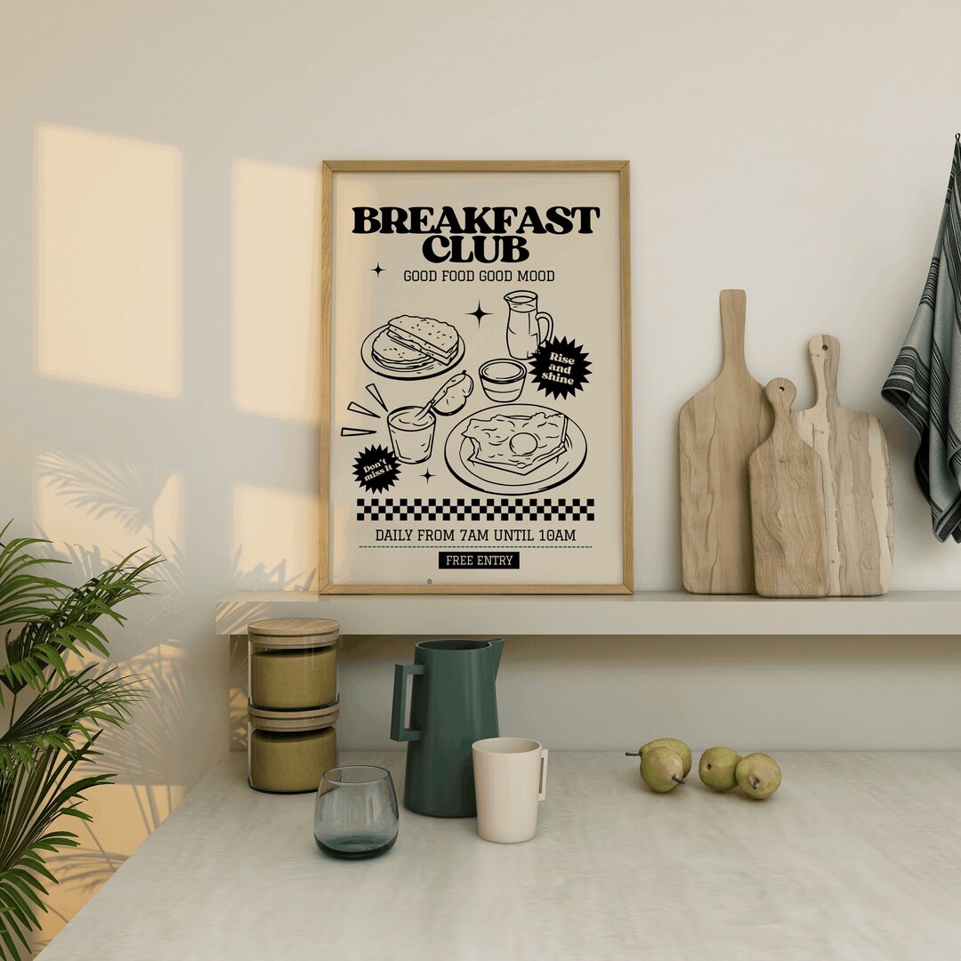 Retro Diner Style Posters for Kitchen 'breakfast Club'/ Good Food, Good ...