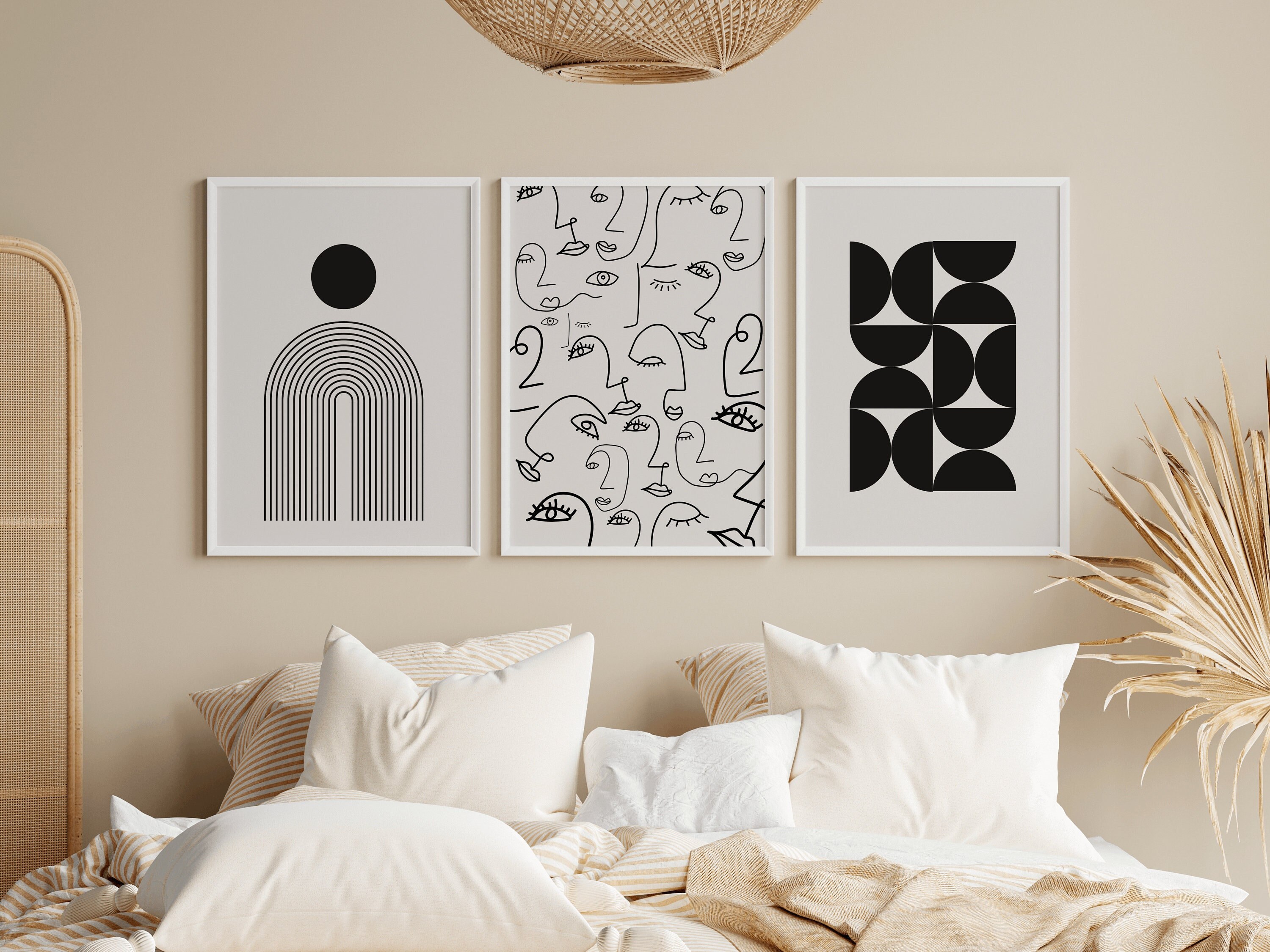 Boho Print Set of 3 in black and beige — Go Poster Store