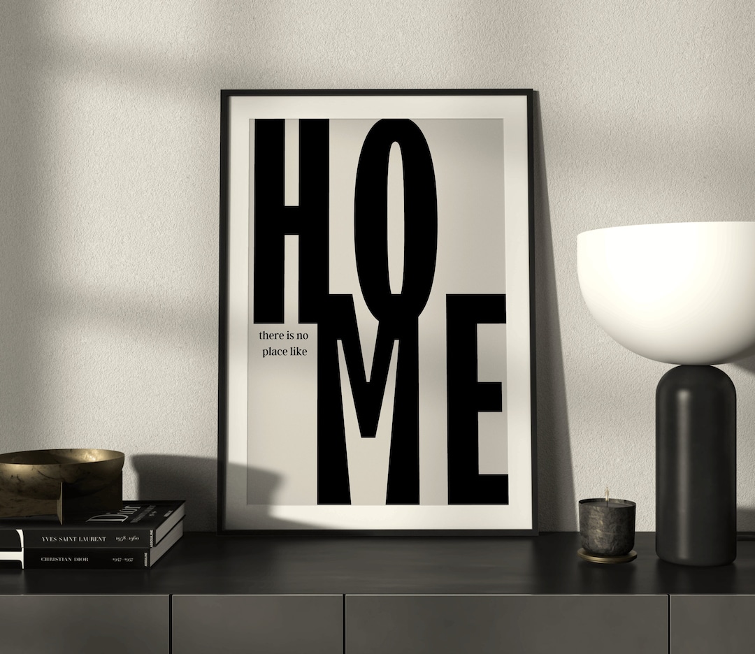 Retro 'HOME' Quote Poster: Black and Beige Typography (digital Download ...