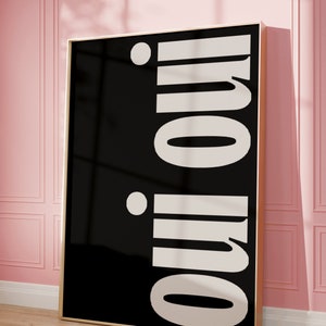 Retro 'oui Oui' Quote Poster: Black and Beige Italian Wall Art - Etsy
