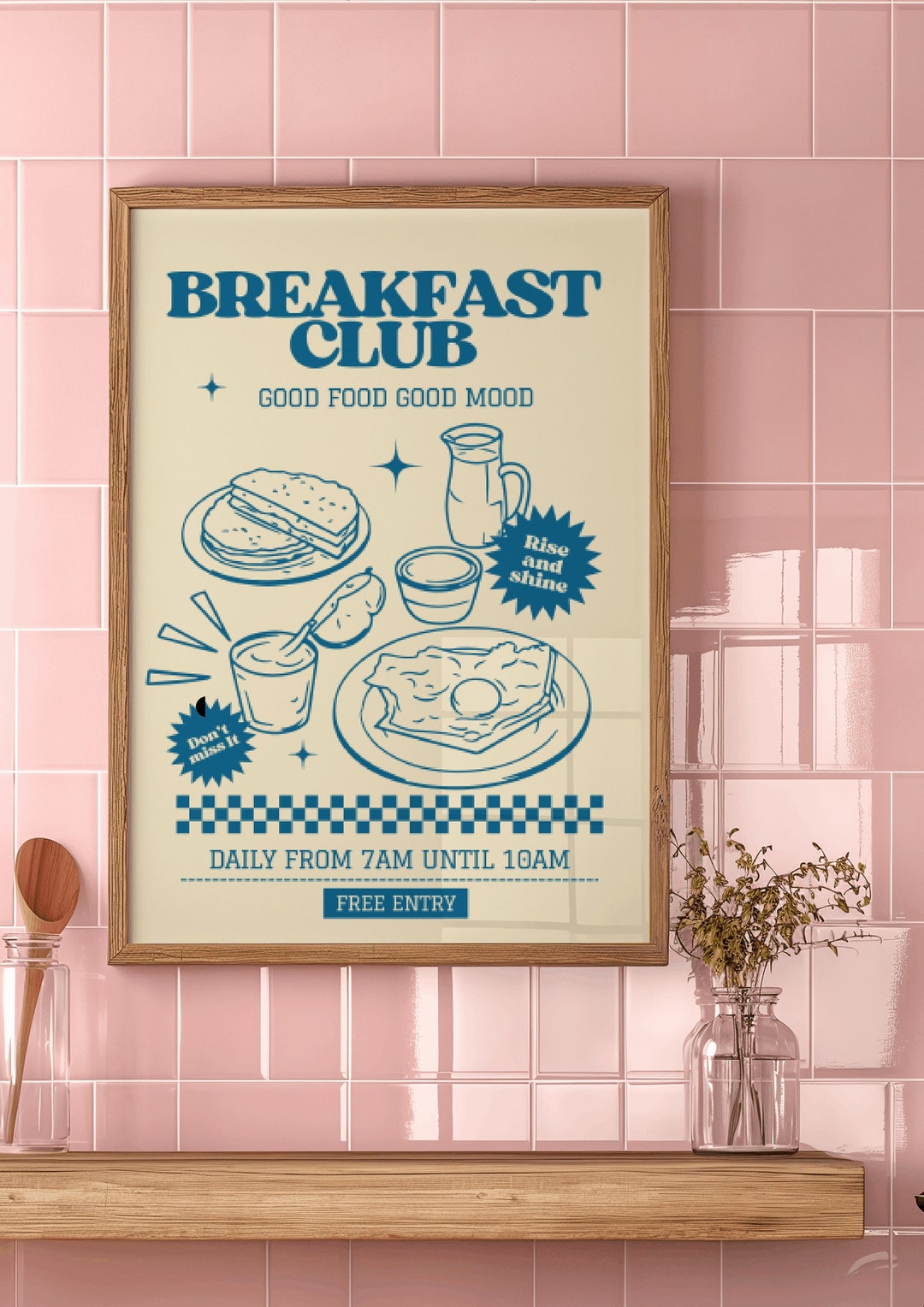 Retro Diner Style Posters for Kitchen 'breakfast Club'/ Good Food, Good ...