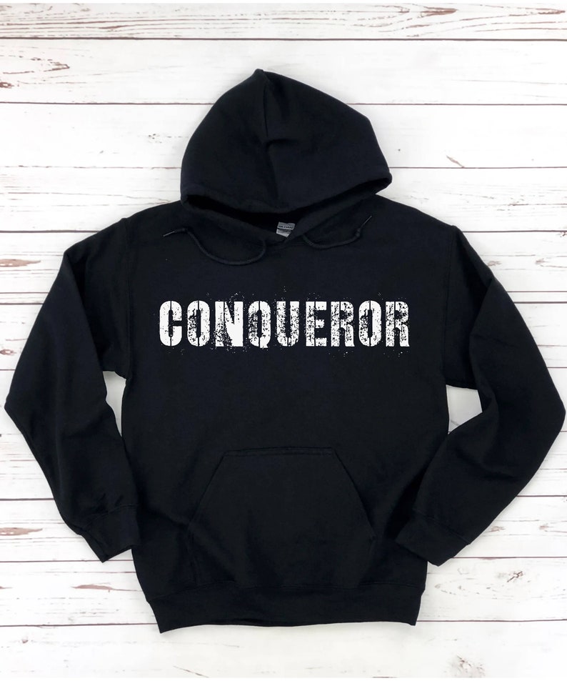 Workout Hoodie Conqueror, Fitness Workout Gift for Her Him, Positive ...