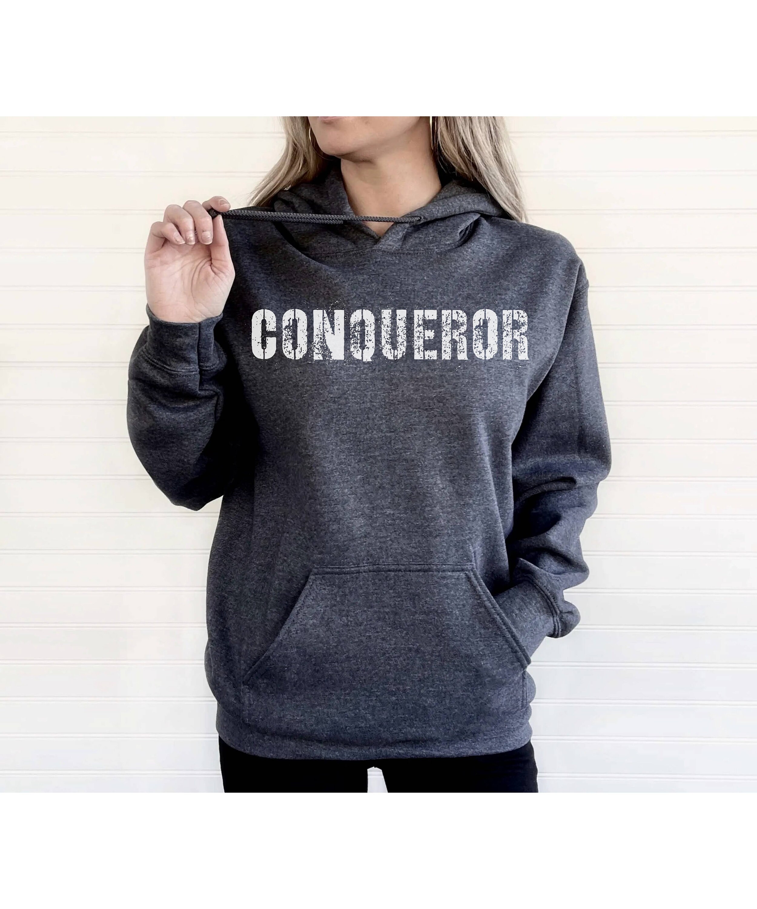 Workout Hoodie Conqueror, Fitness Workout Gift for Her Him, Positive ...