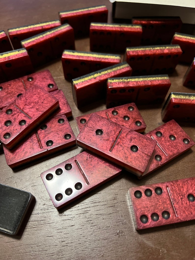 Domino Set - Handmade - Maroon/gold/black - Etsy