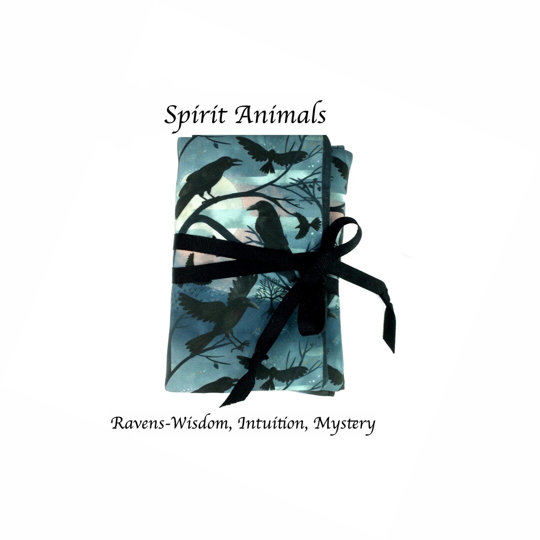 Raven Tarot Oracle Card Wrap Pouch & Mini Reader's Cloth Spirit Animal ...