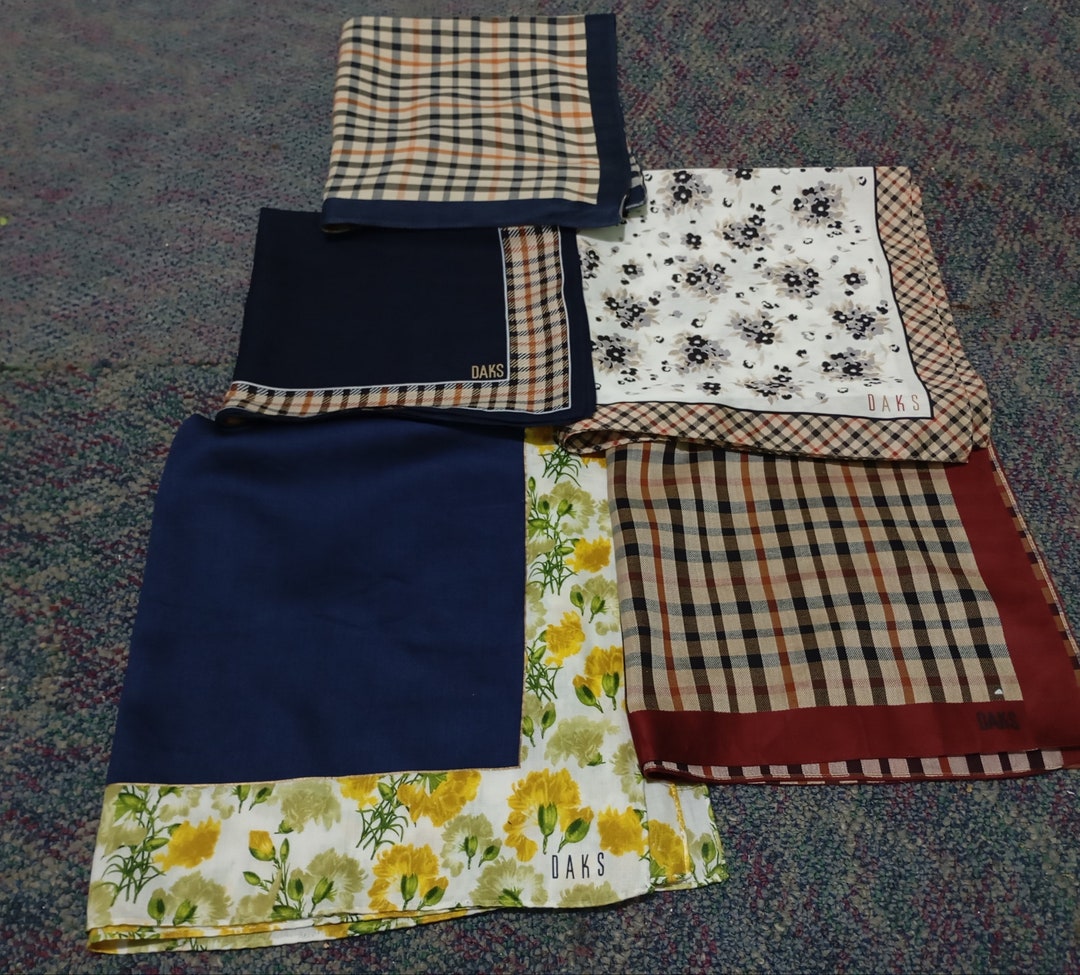Lot of 5 Vintage Daks Nova Check Handkerchief Neckerchief Pocketsquare ...