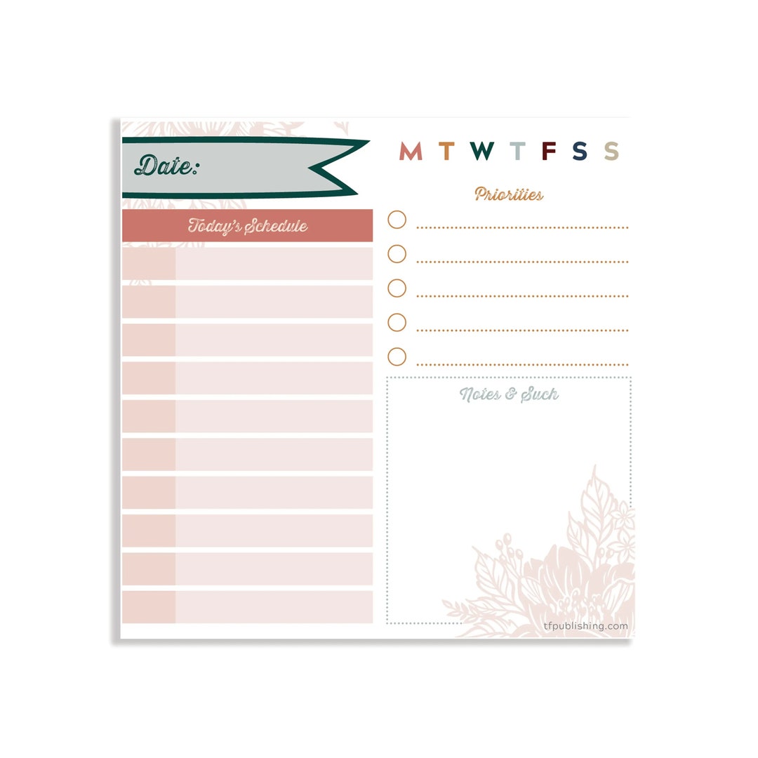 Undated Boho Daily Note Block Calendar - Etsy