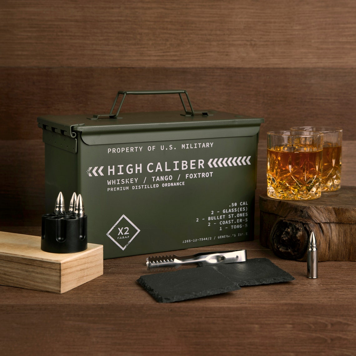 Whiskey Glasses Steel Whiskey Stones in Unique Tactical Box | Etsy