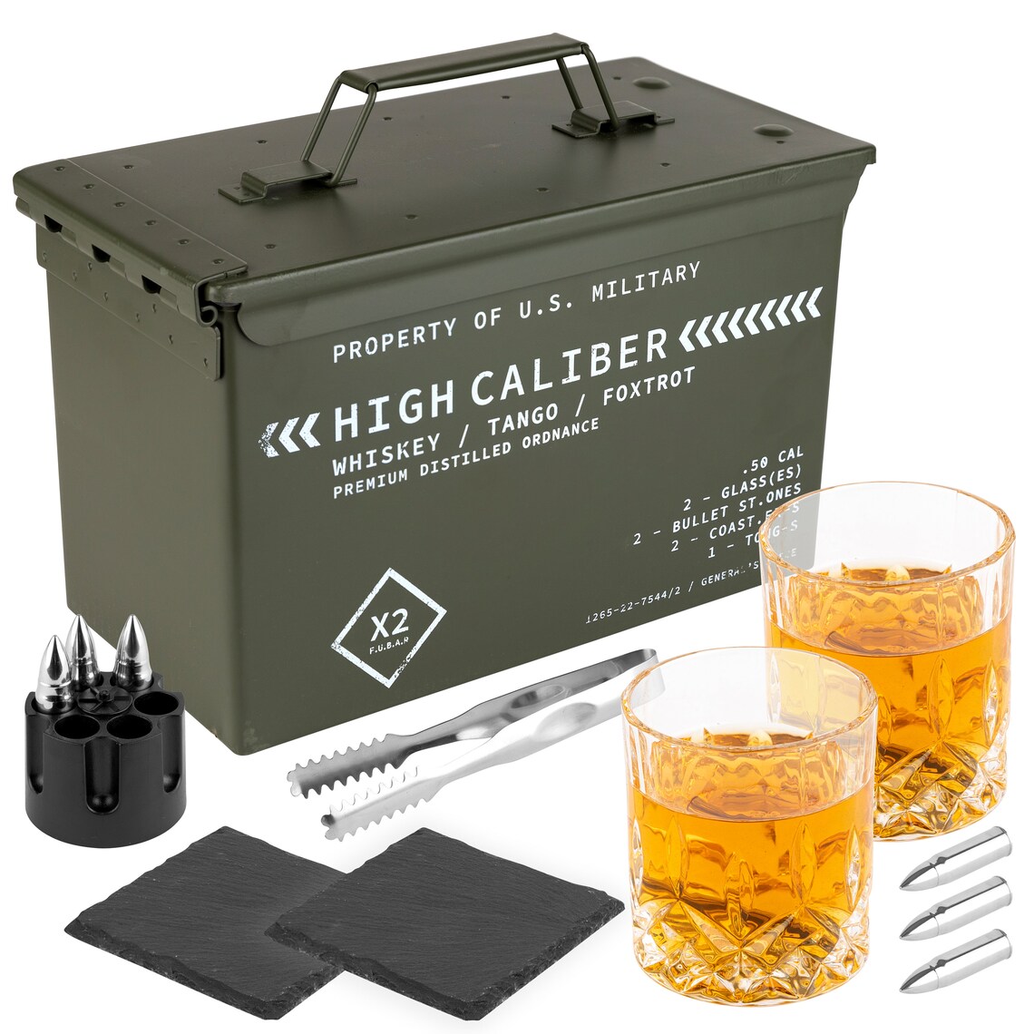 Whiskey Glasses Steel Whiskey Stones in Unique Tactical Box | Etsy
