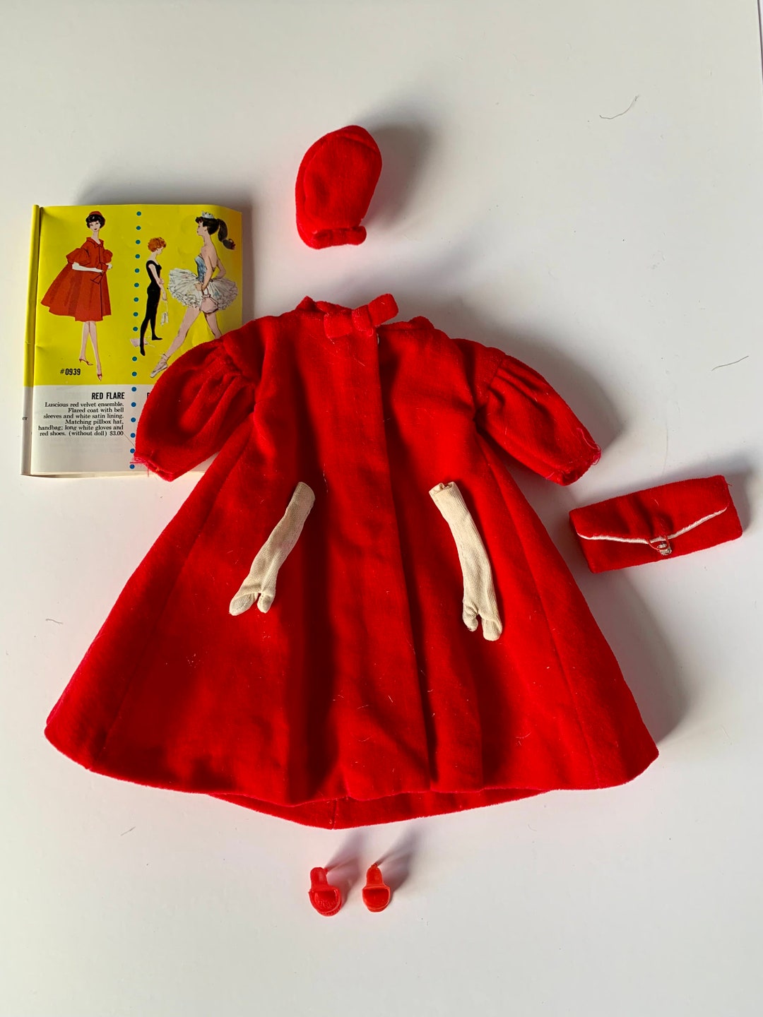 1960s Barbie Red Flair Coat Fashion, Set Includes Red Velvet Coat ...